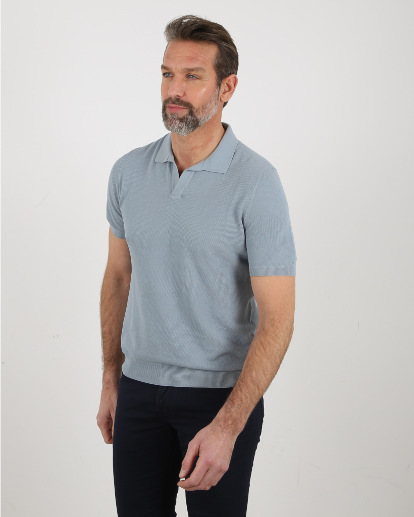Knit Polo Shirt Ice Blue
