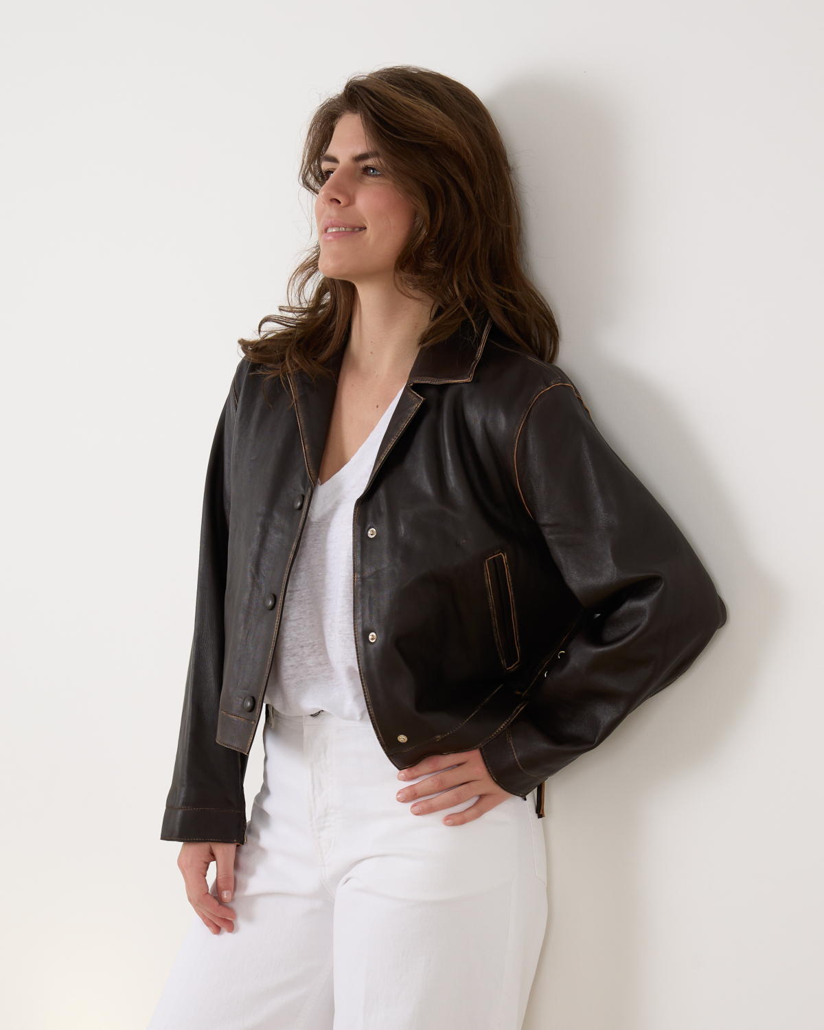 Fallon Leather Jack Dark Brown