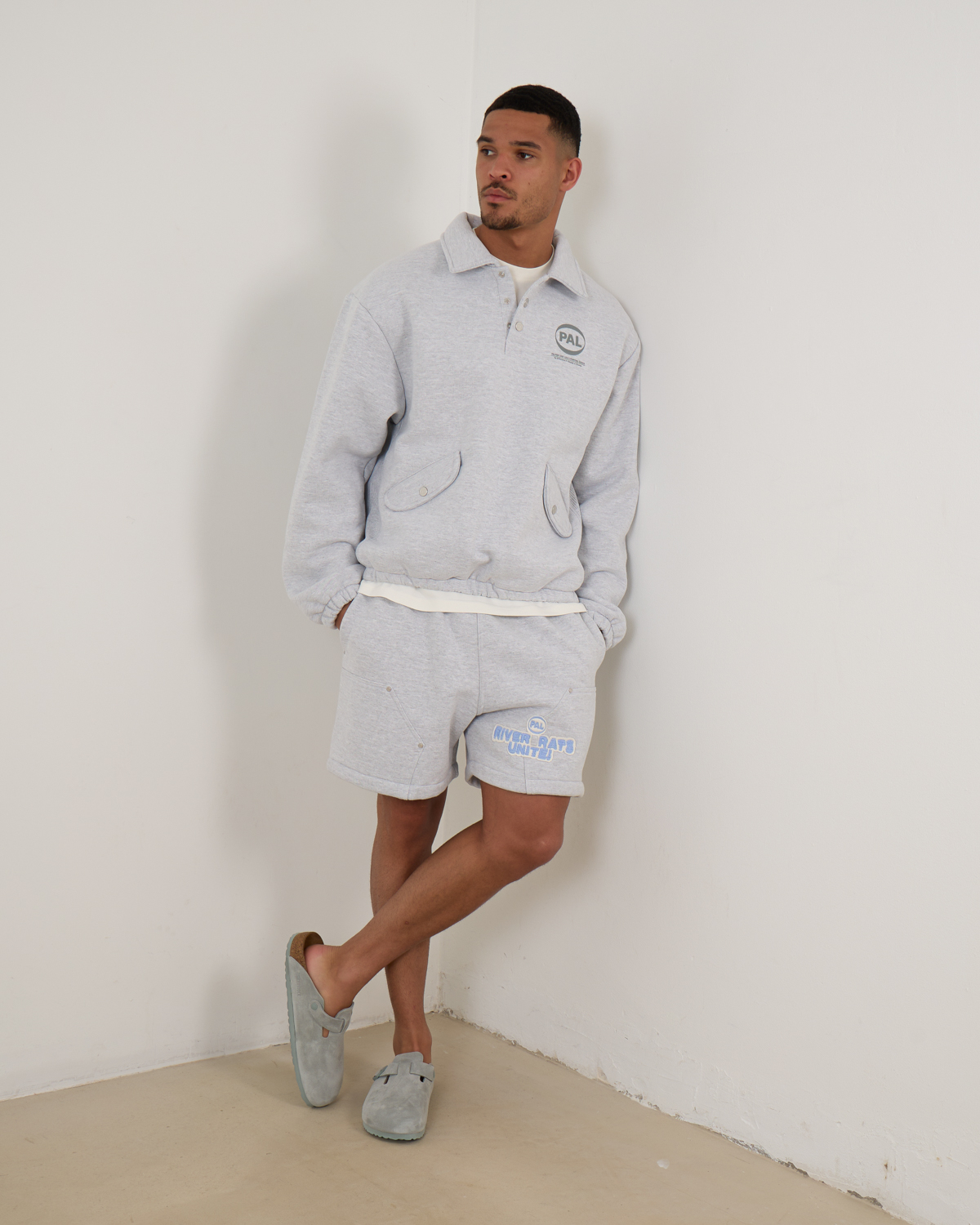 New TM Button Down Light Gray Marl